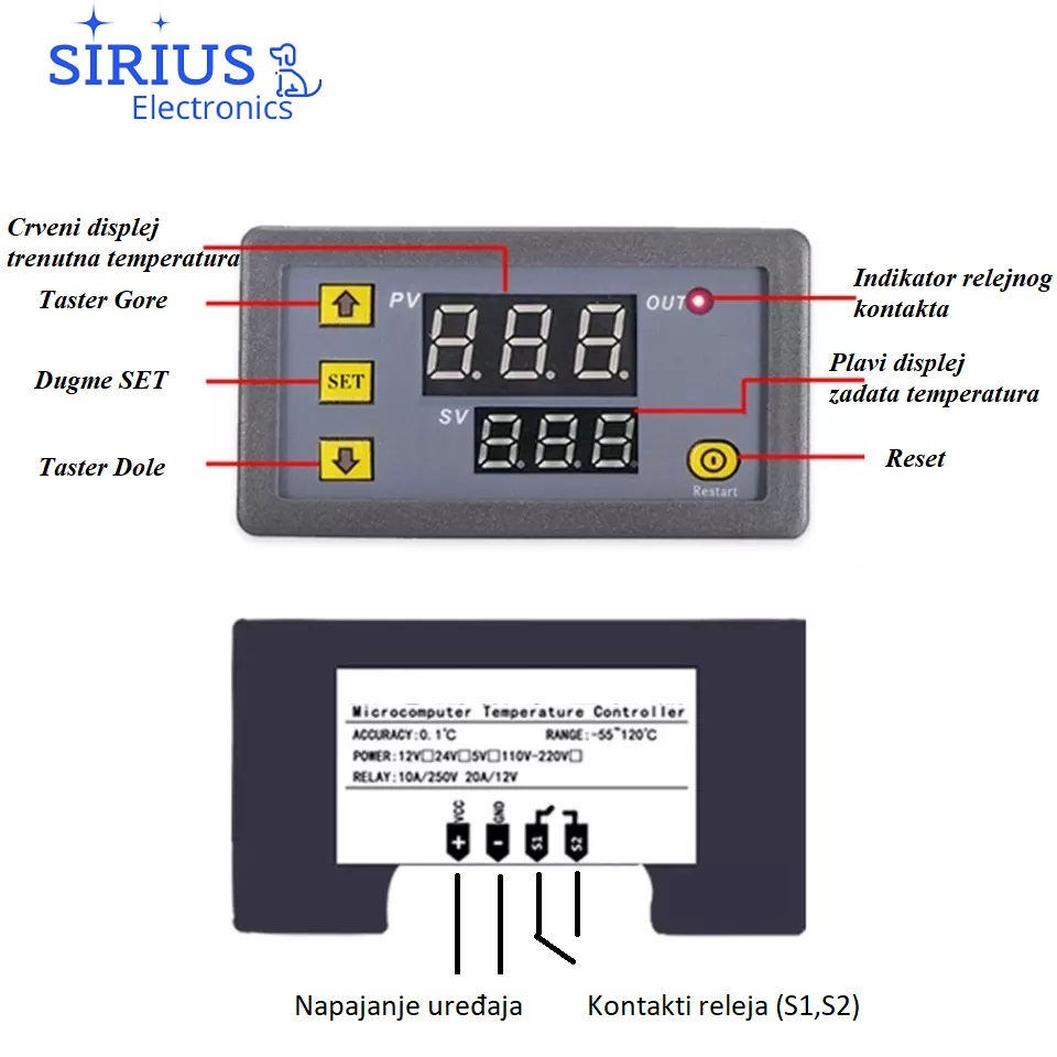 Digitalni termostat W3230 – Sirius Electronics